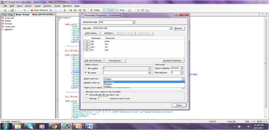 LOADRUNNER - Raviteja Gorentla : Sequential Random Unique Each ...
