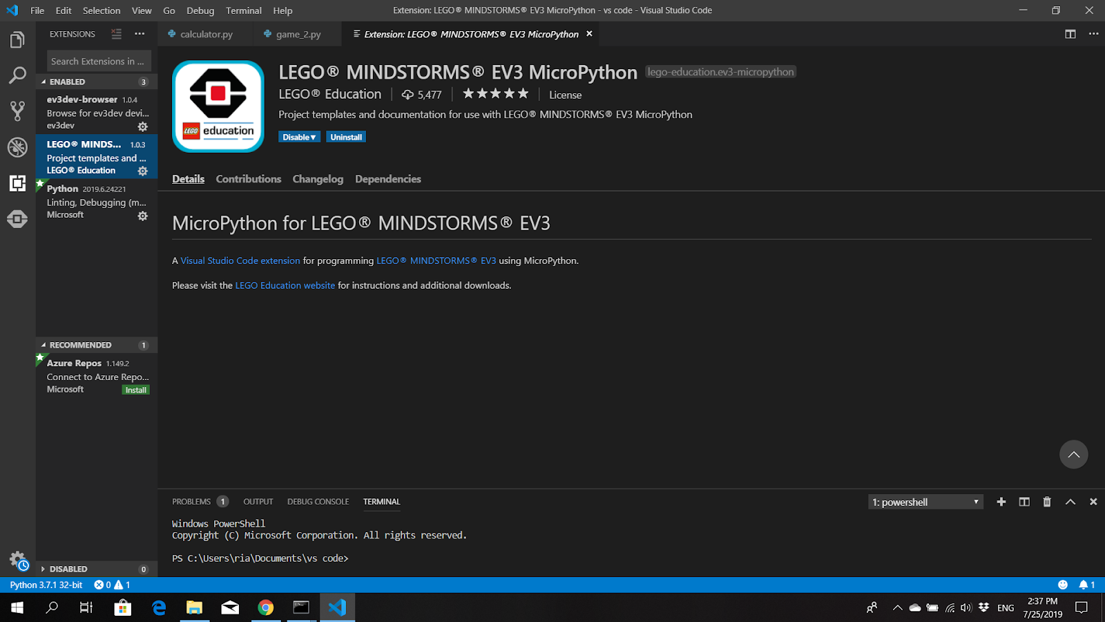 Lego® Mindstorms® Education Ev3 Προγραμματισμός με Micropython