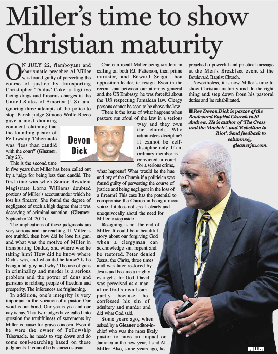 Gay Jamaica Watch: On Rev Devon Dick and the Rev Al Miller dick down