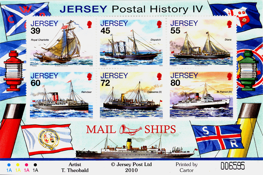 Archives maritimes: Les bateaux postaux de Jersey par le timbre