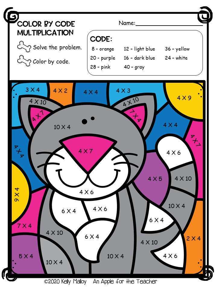 An Apple For The Teacher: Pets Color By Number Worksheets