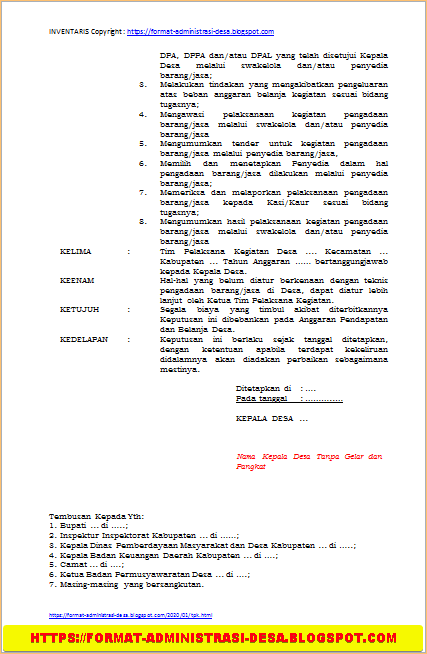 Contoh SK TPK Desa Tahun 2022 (Doc dan PDF) | FORMAT ADMINISTRASI DESA
