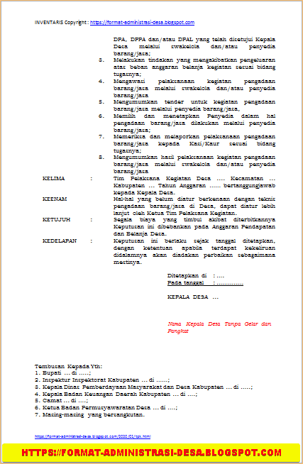 Contoh SK TPK Desa Tahun 2022 (Doc dan PDF) | FORMAT ADMINISTRASI DESA