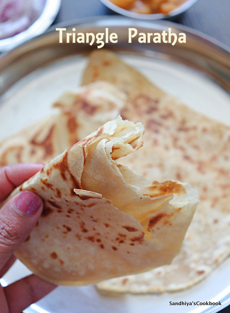 Sandhiya's Cookbook: Triangle Paratha | Layered Paratha | Paratha Recipe