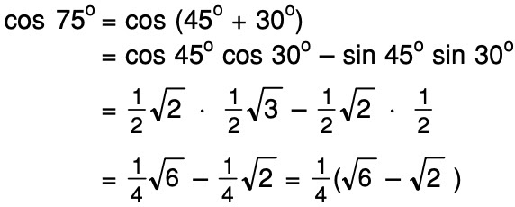 Nilai dari cos 75° = - Mas Dayat