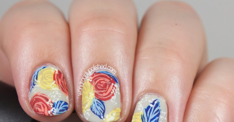 Wondrously Polished: NAGG - Day 7: Primary Colors, Rose Nail Art