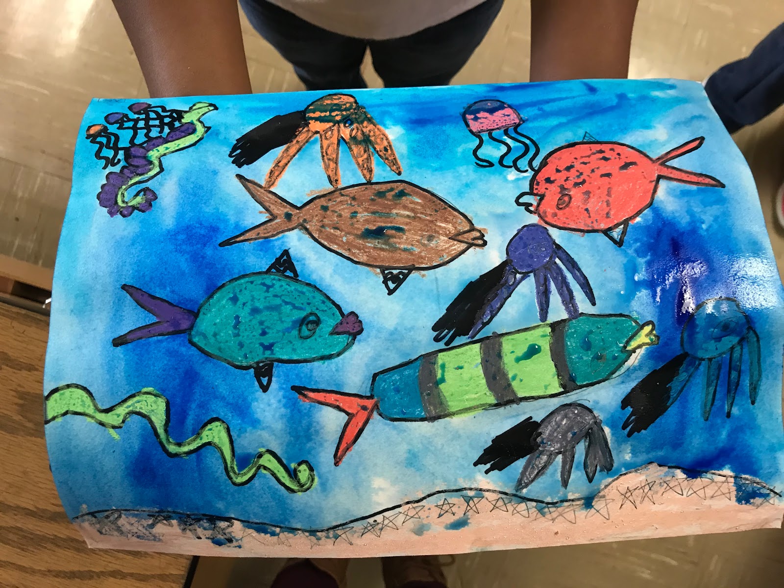 Elements of the Art Room: 1st grade ocean scenes