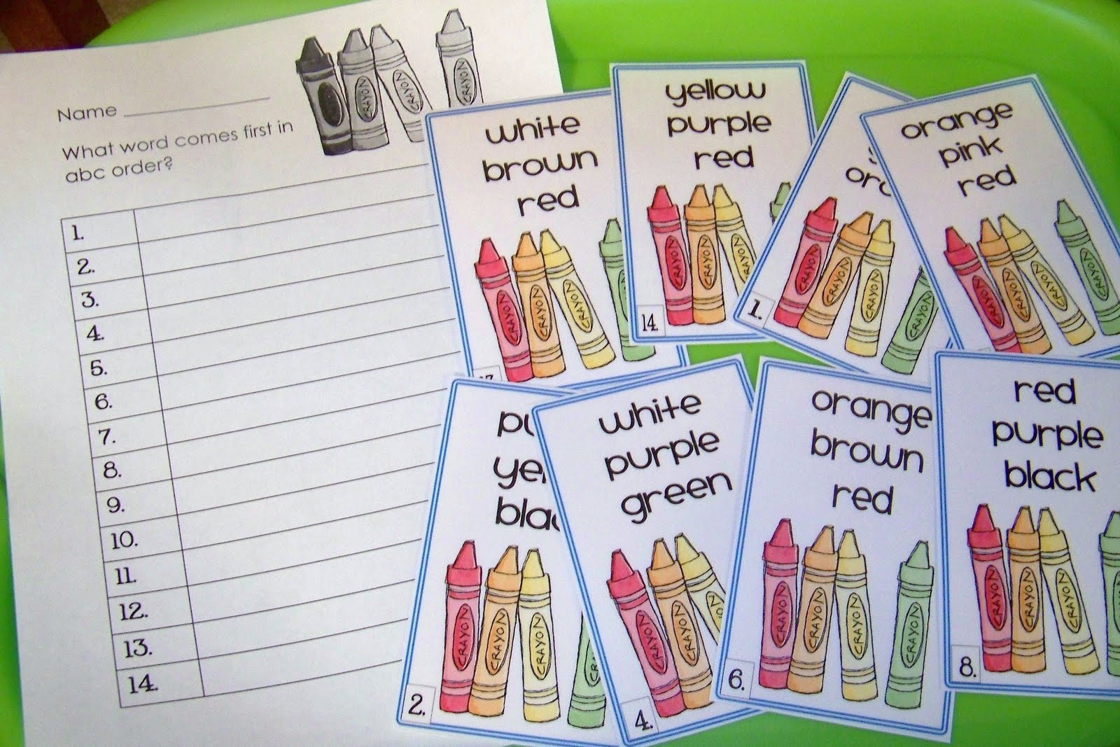 Doodle Bugs Teaching {first grade rocks!}: Color Words ABC Order Cards ...