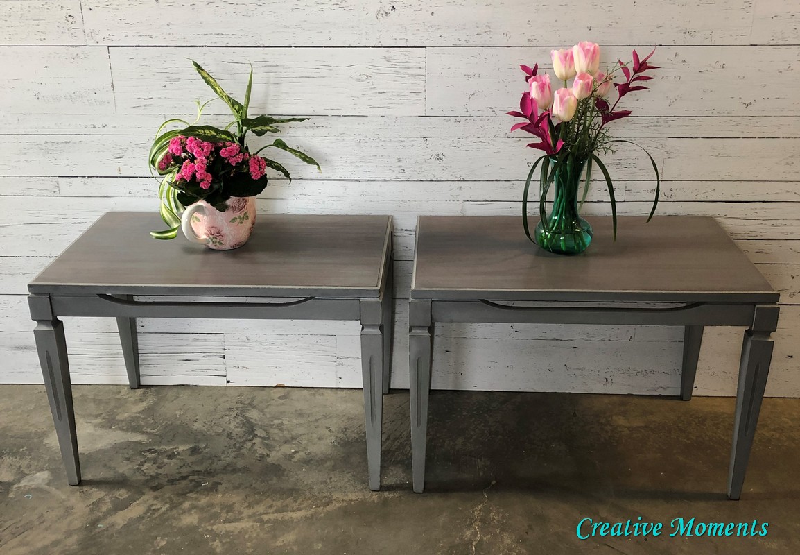 Vintage Side Tables in Shades of Grey