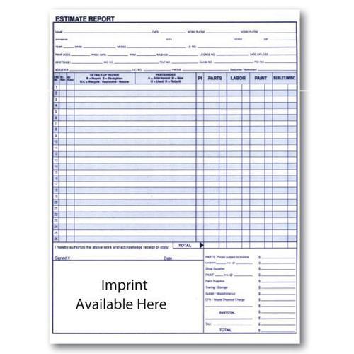 Body Shop Estimate Form - Invoice Template