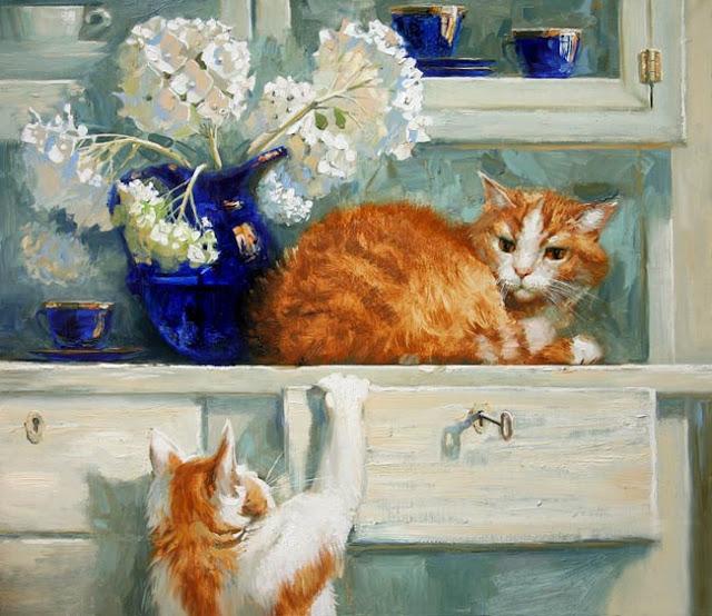 D.W.C. Cats and Flowers - Painter Maria Pavlova - DANCES WITH COLORS