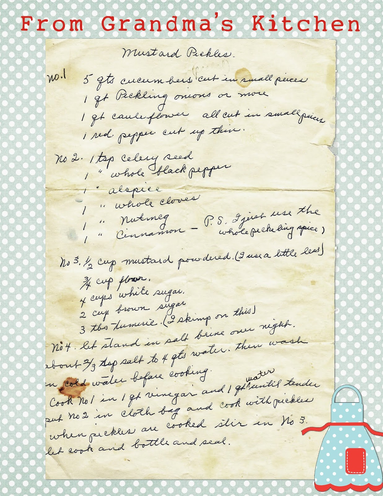 Bountiful Heirlooms: Just for Fun: A Couple Handwritten Recipes