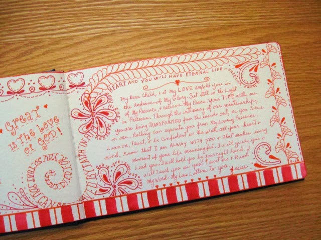 A Palette Full of Blessings: Red and White Journal pages