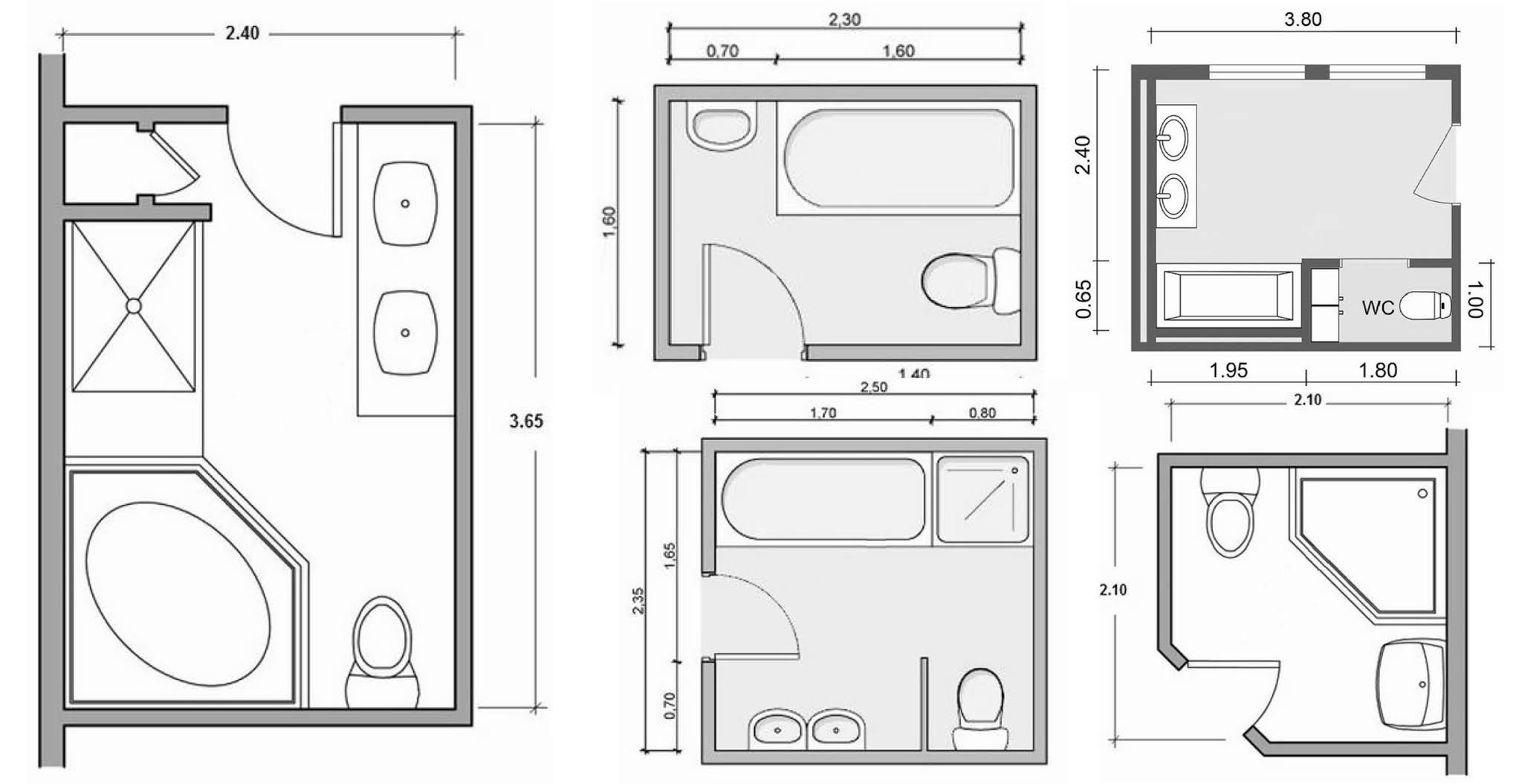 Types de salles de bains et leur aménagements et dimensions - Un site ...