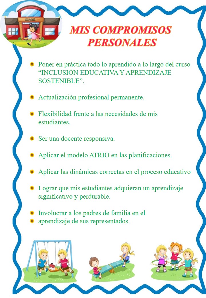 Inclusión Educativa y Aprendizaje Sostenible: MIS COMPROMISOS PERSONALES
