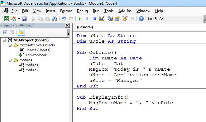 Excel Macro Class: Variables