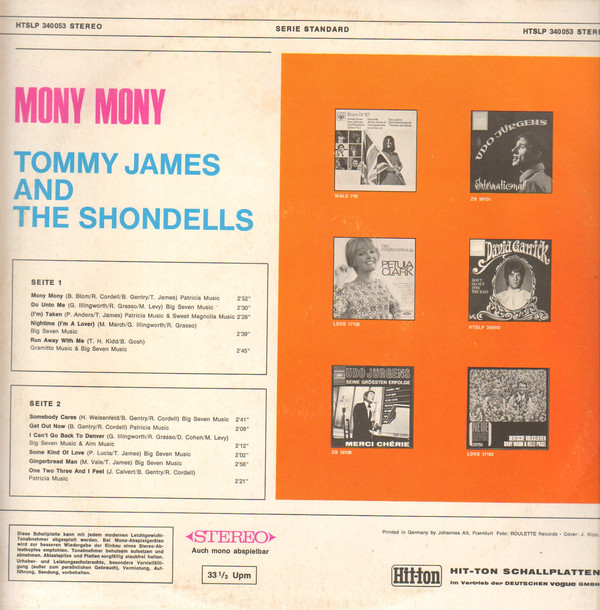 Classic Rock Covers Database: Tommy James and the Shondells - Mony Mony ...