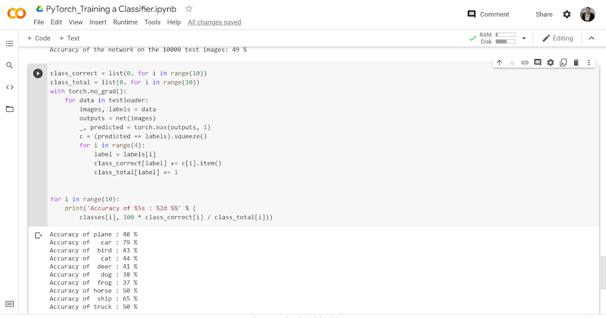 The Star Also Rises Colab(一0。二):pytorch Training A Classifier