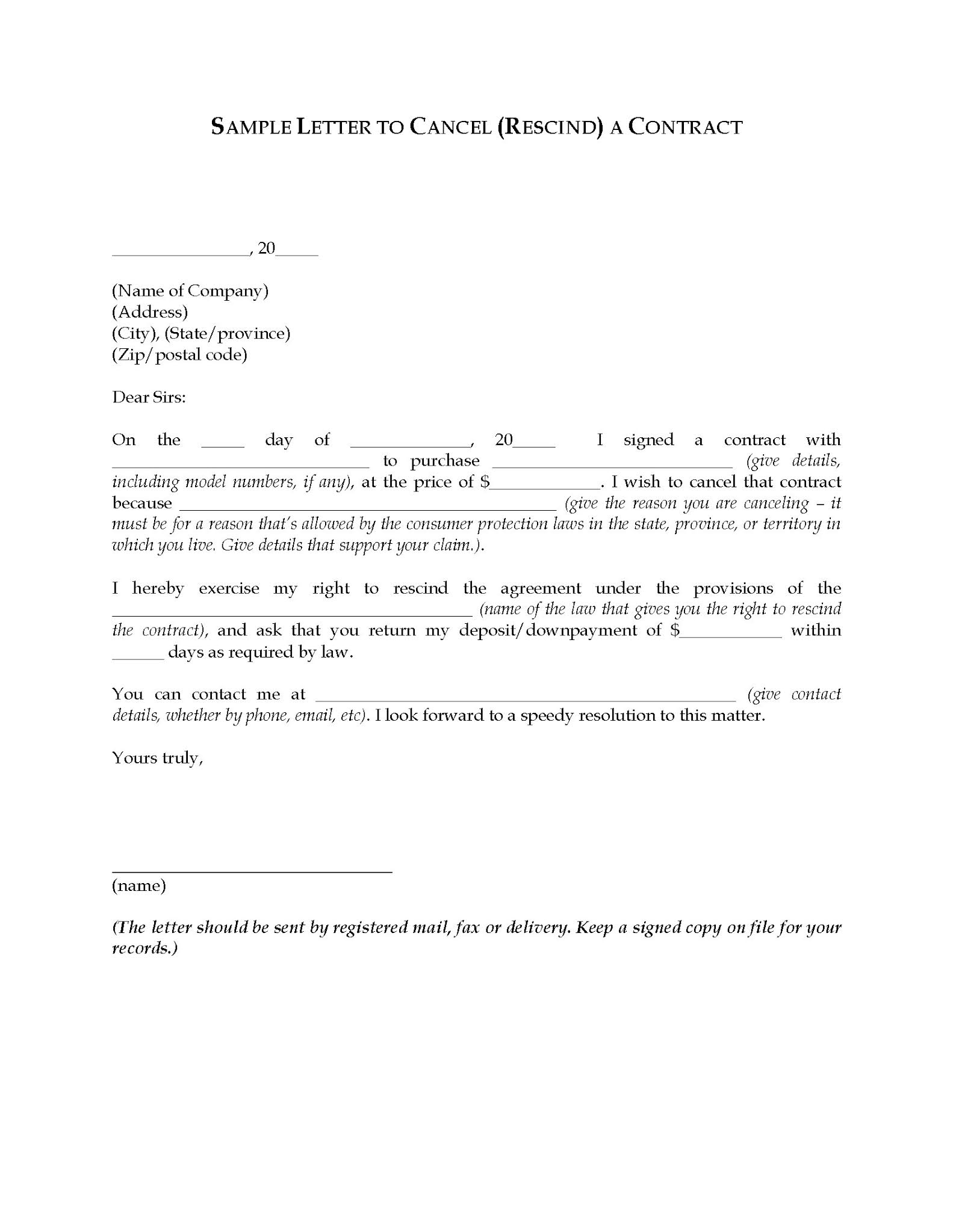 Rescission Letter Template ~ Resume Letter