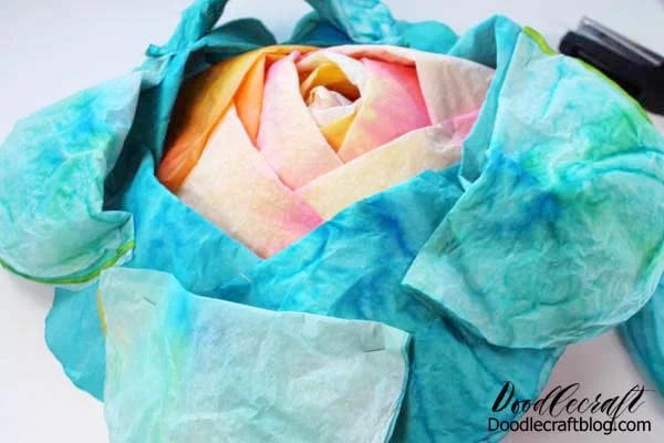 Giant Hand Dyed Coffee Filter Rose DIY