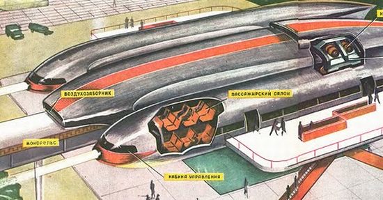 Retrofuturism - Design and Art : Trains, Monorails, Hyperloops