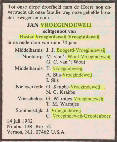 Joan's Ancestral World: Jan & Hester Vroegindeweij in the U.S.A.