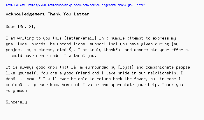 Thank You Letter For A Friend - Formal Letter