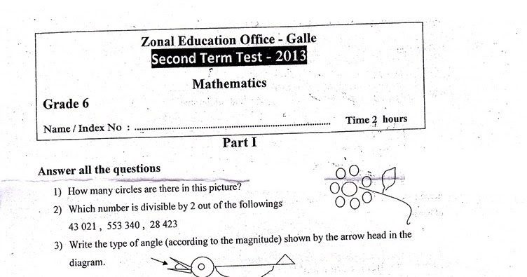 Past papers: Grade 6