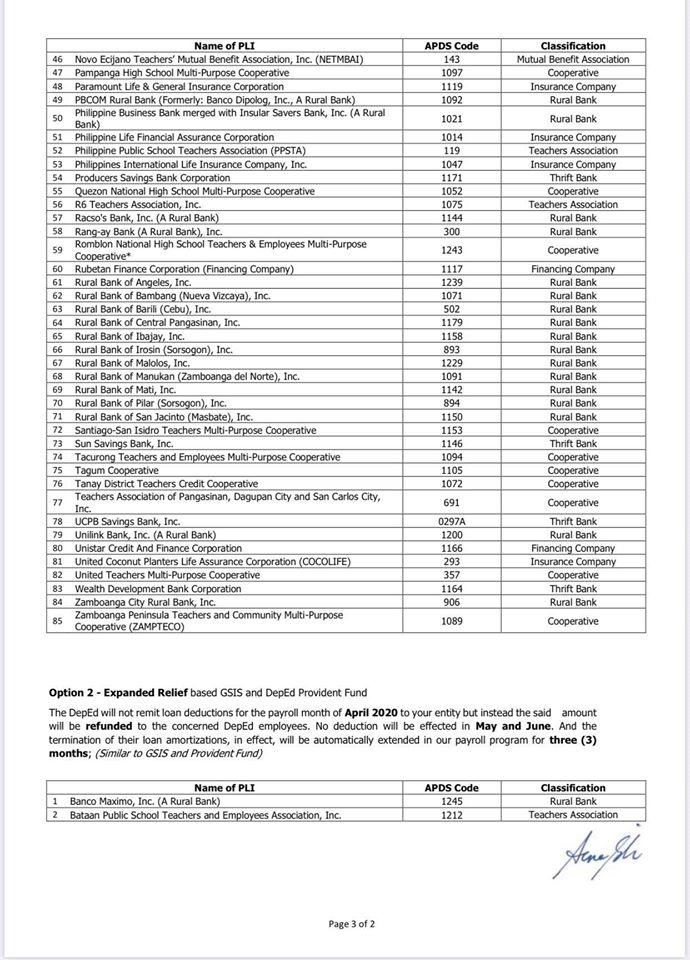Advisory to all PLIs under the DepEd's Automatic Payroll Deduction ...