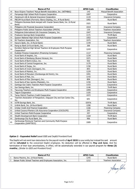 Advisory to all PLIs under the DepEd's Automatic Payroll Deduction ...