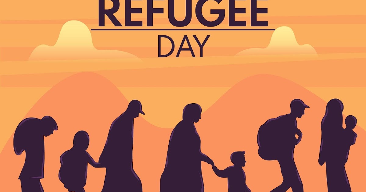 Illustrated world refugee day drawing theme Free Vector - Young UI