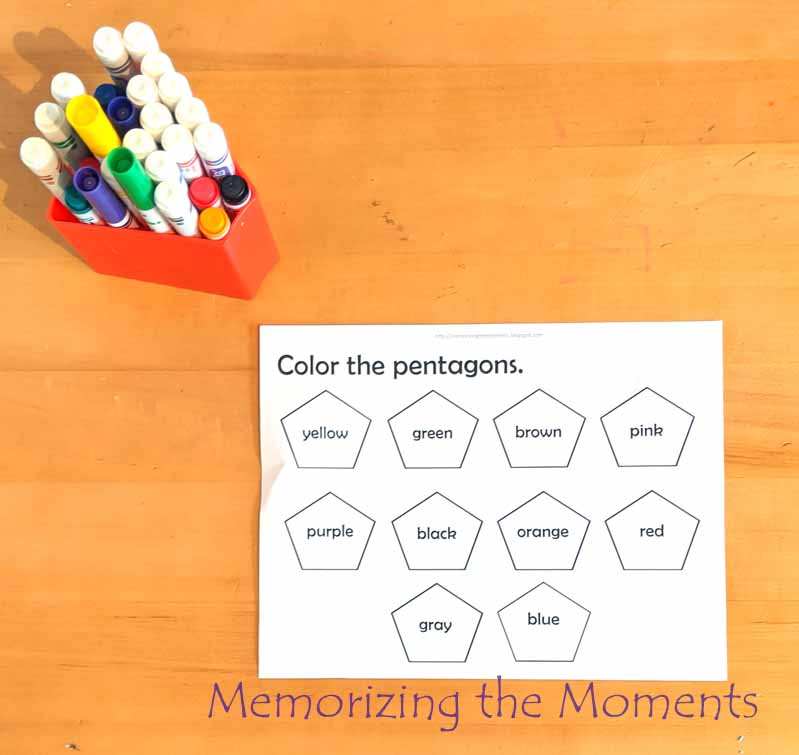 Memorizing the Moments: Tot School Pentagon Activities
