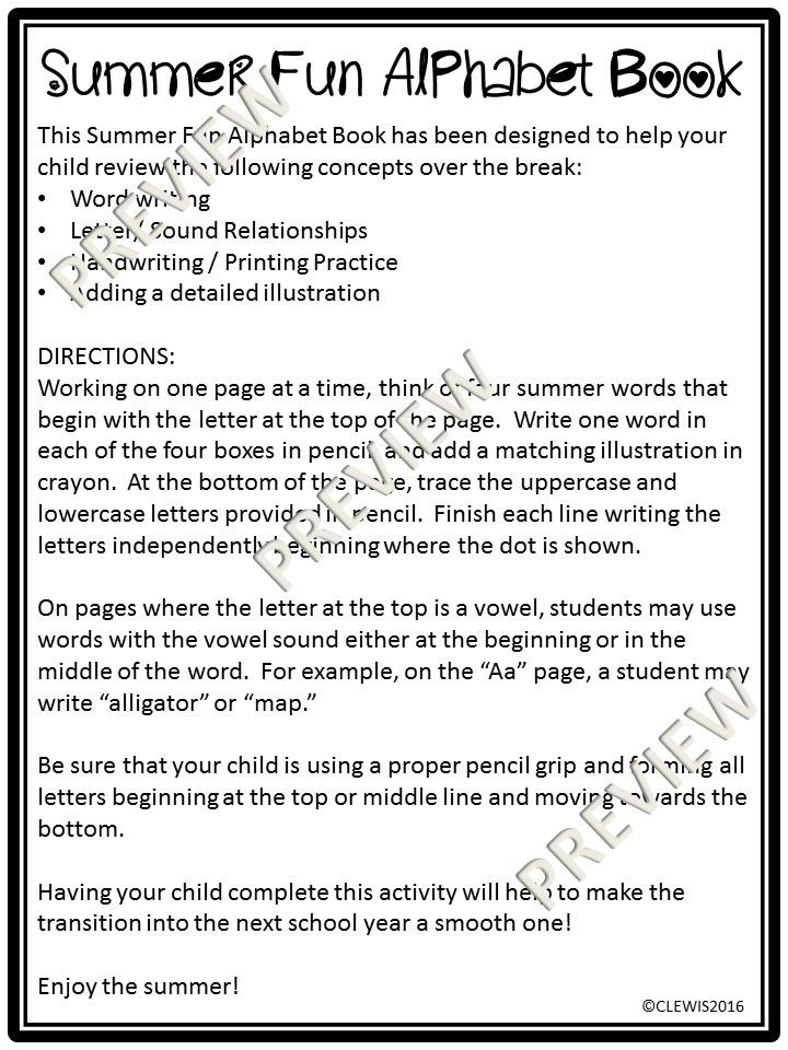 NO PREP Summer Fun Alphabet Practice - Kindergarten Korner - A ...