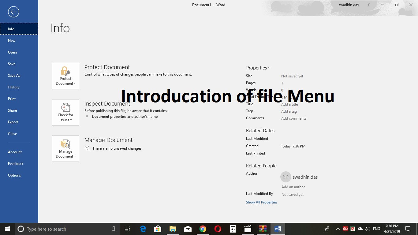 Introduction of File Menu | MS. Word-tutorial | #rsrajpro