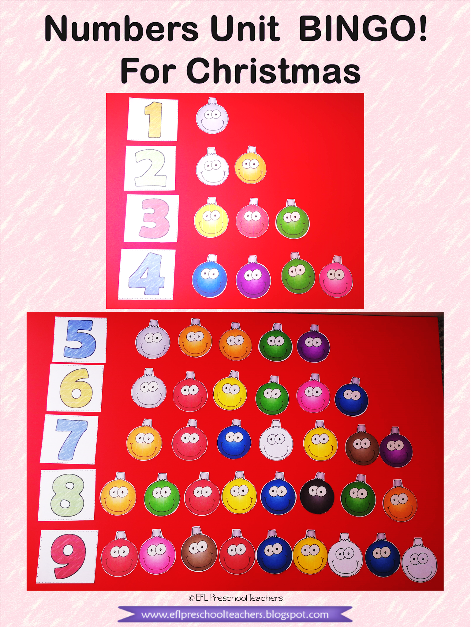 ESL/EFL Preschool Teachers: Christmas and Numbers 1 to 10 Resource.