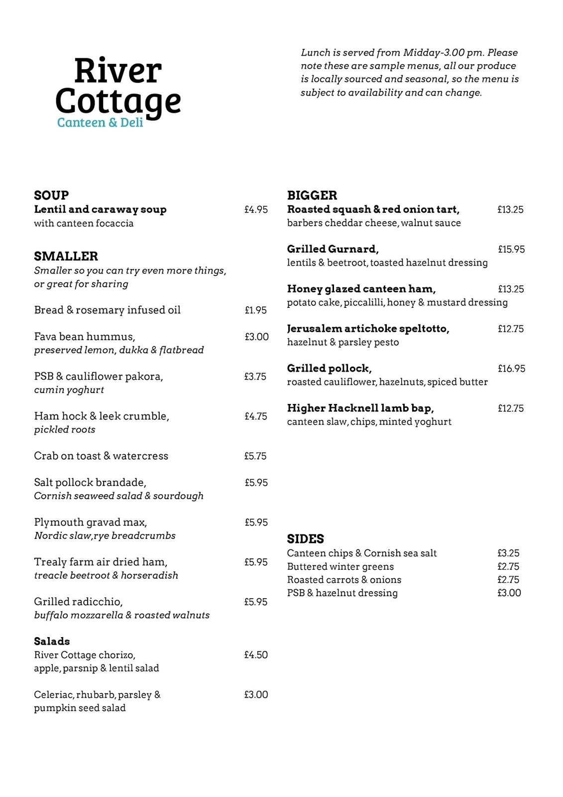 Extended Practice: River Cottage Menu: Type Hierarchy