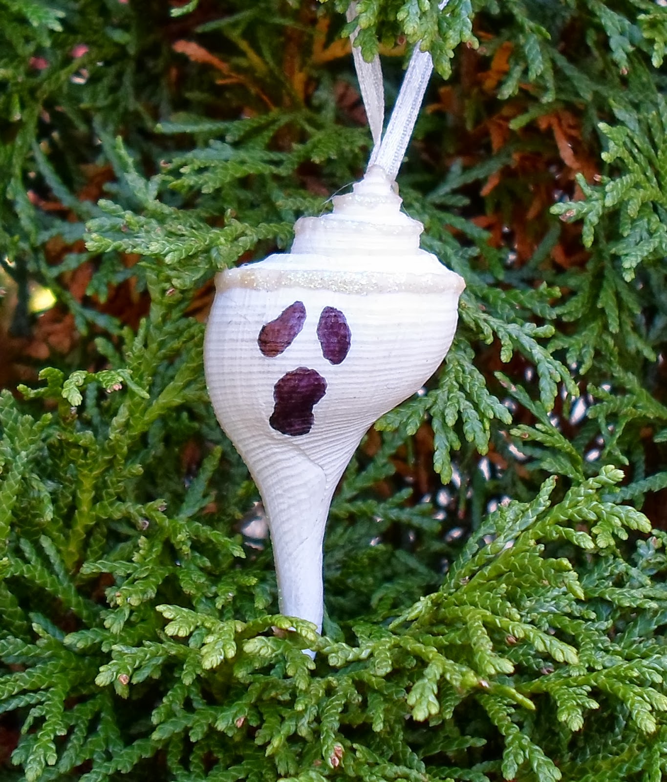 Happier Than A Pig In Mud: Sea Shell Ghost Halloween Ornament or Decoration