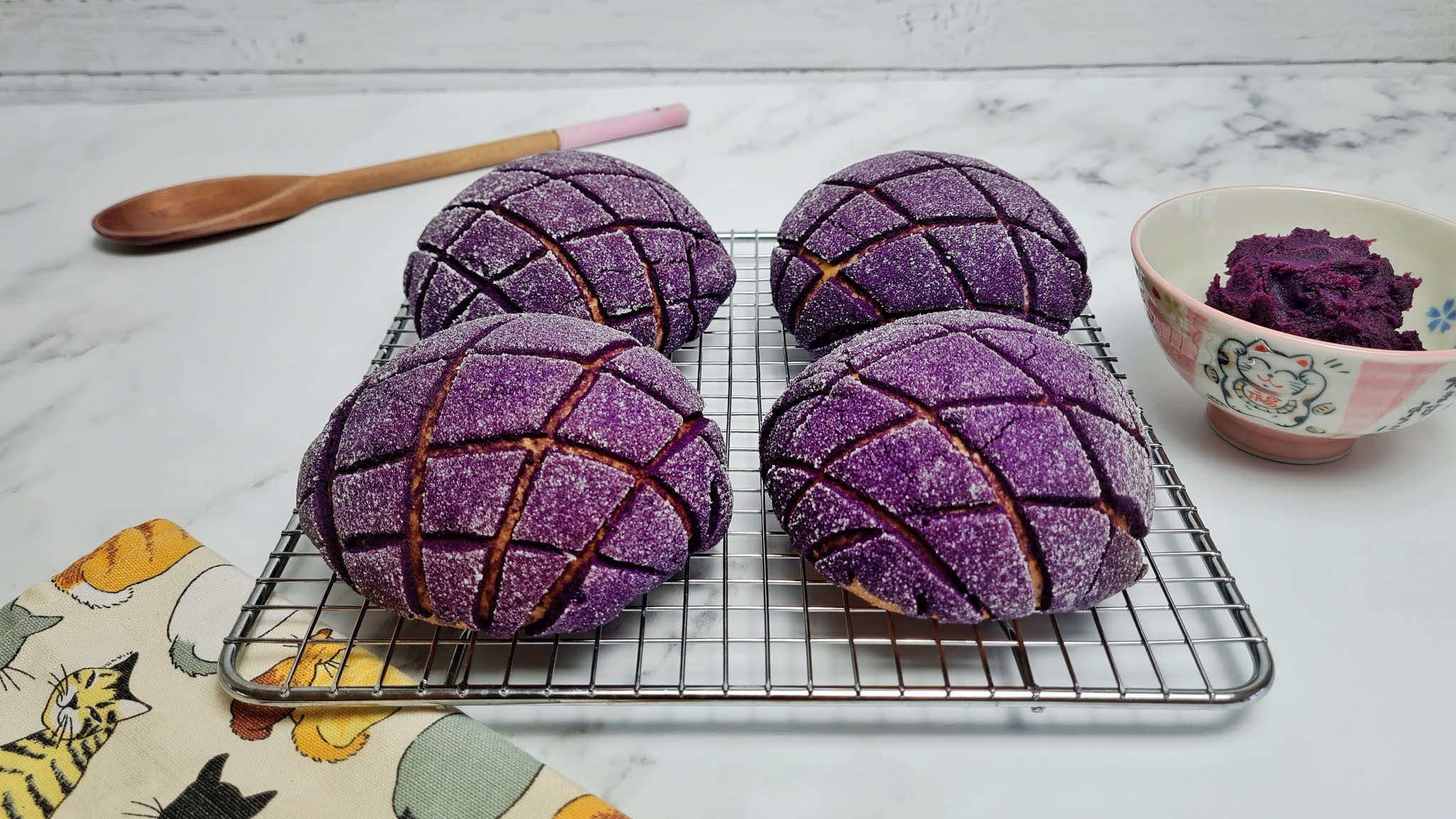 Purple Sweet Potato Pineapple Buns Recipe
