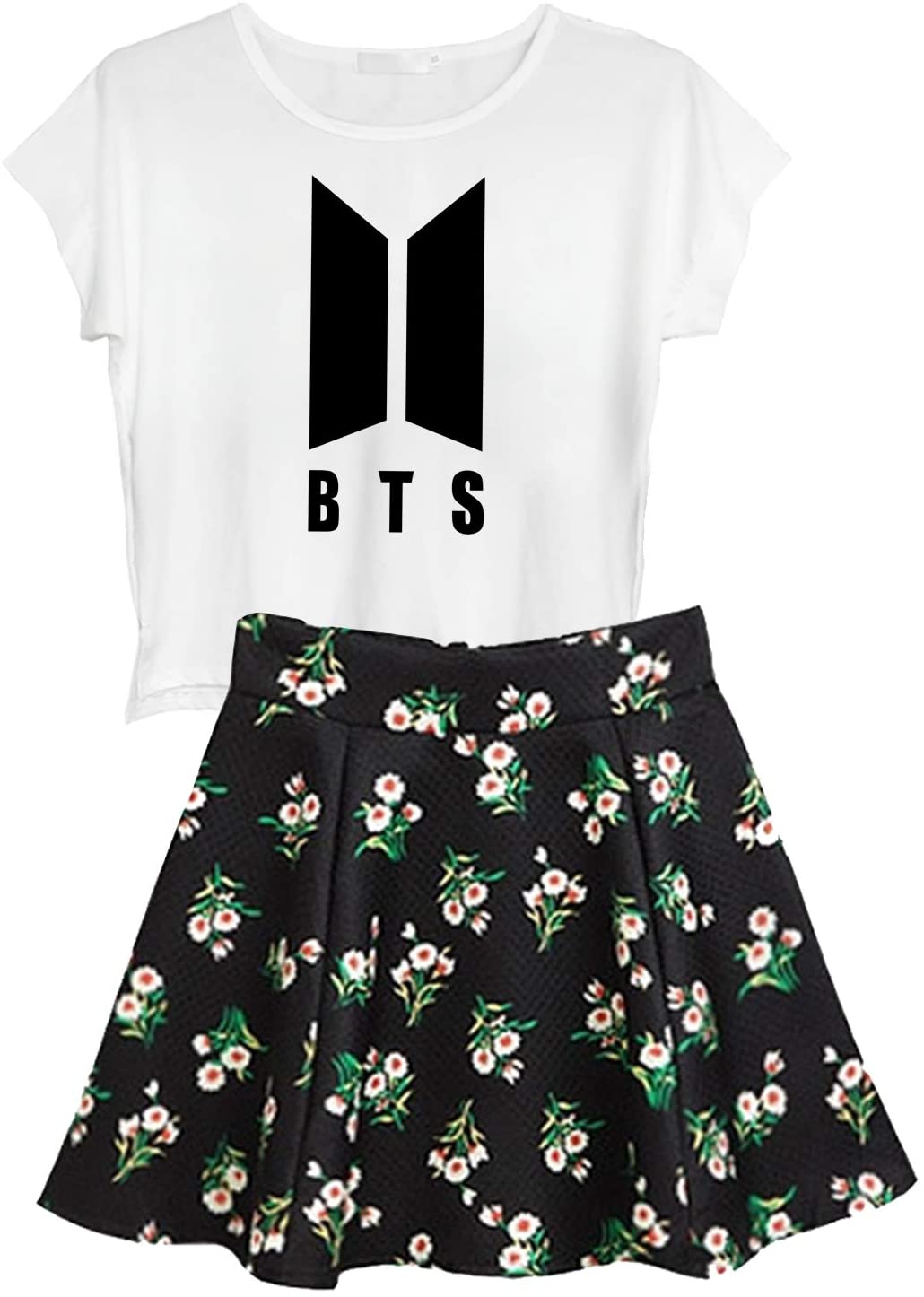 KPOP BTS One Top + Floral Skirt Set 2pcs Dress - THE KPOP STORE by ...