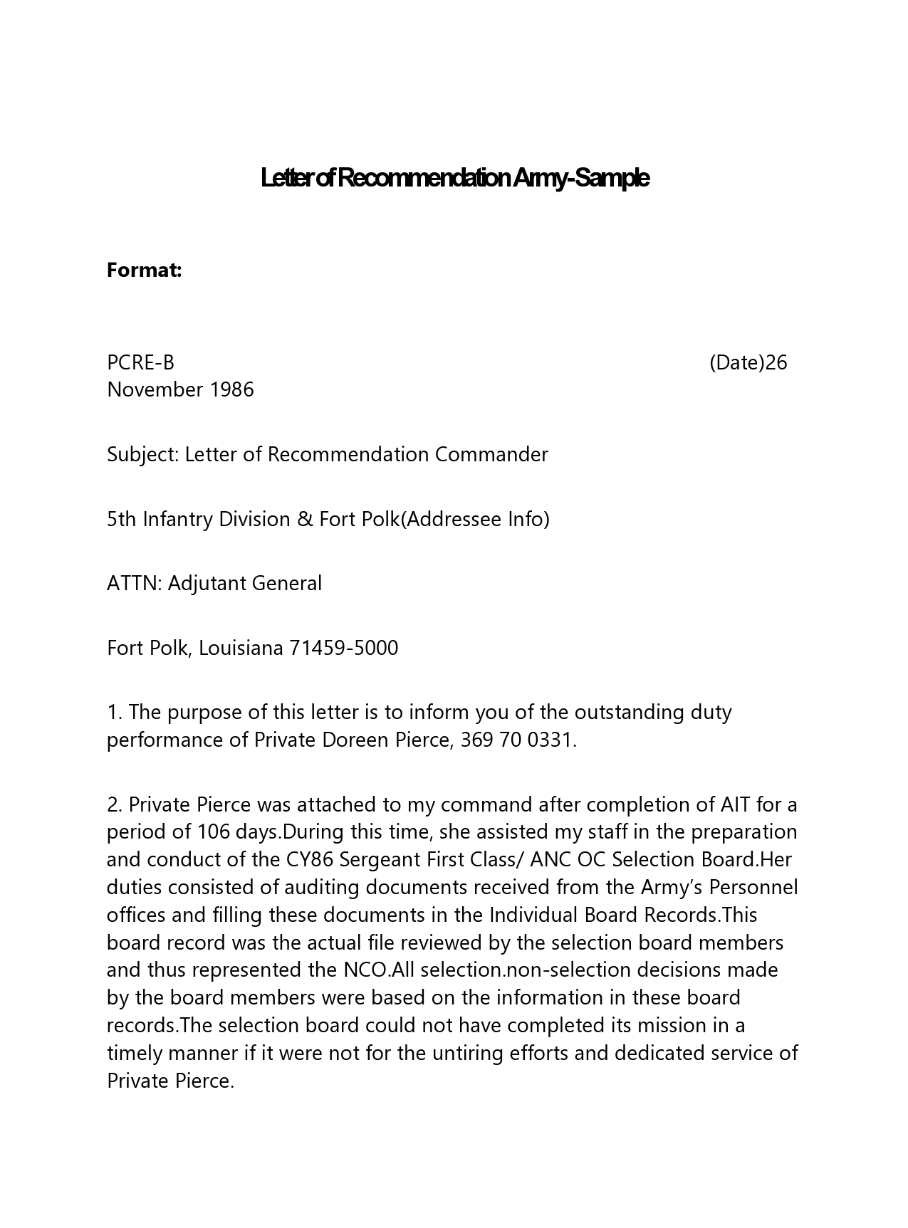 Formal Letter Format Military - Birthday Letter