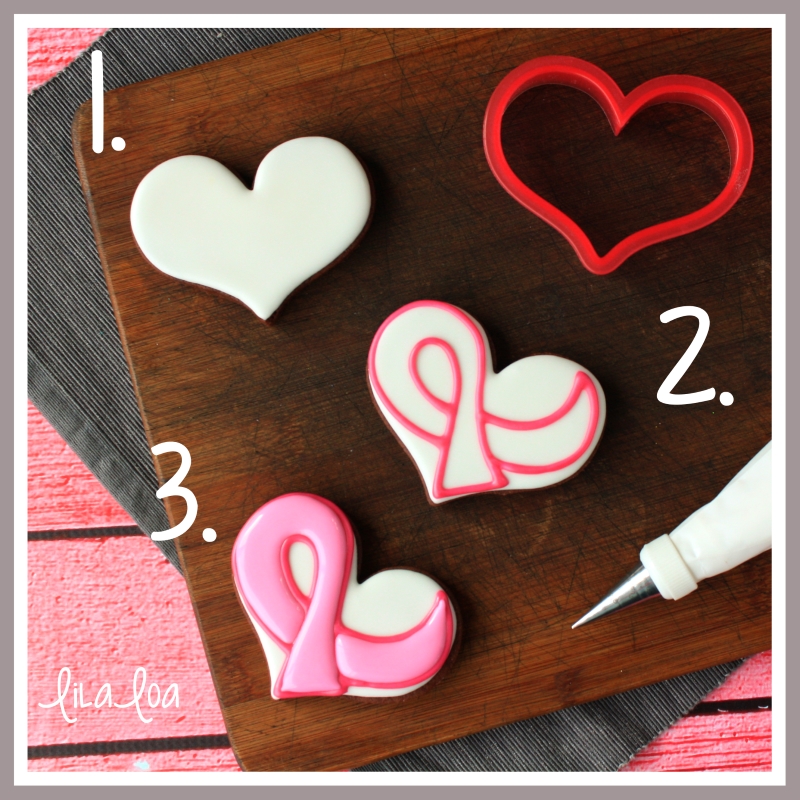 How To Make Decorated Awareness Ribbon Sugar Cookies With A Heart Cutter