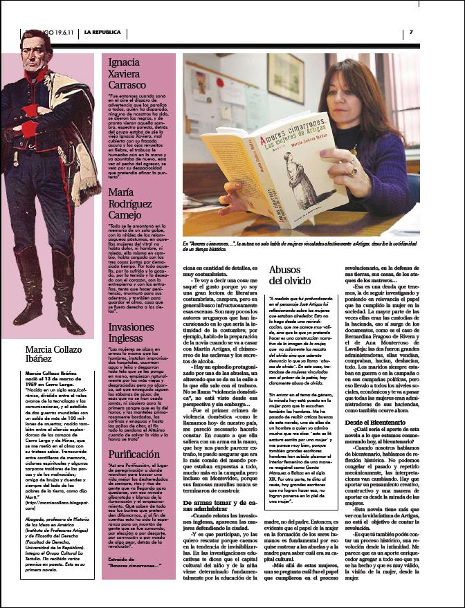 Marcia Collazo Ibáñez: Crìtica del Diario La República Amores Cimarrones