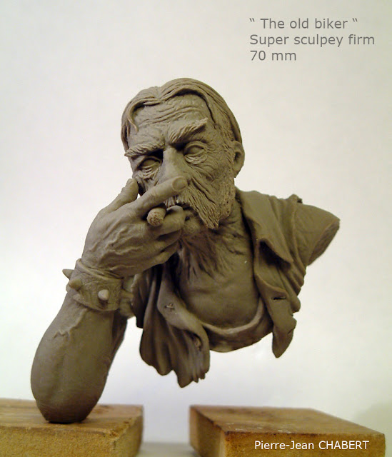 PJ CHABERT SCULPTURE: BUSTE "THE OLD BIKER"