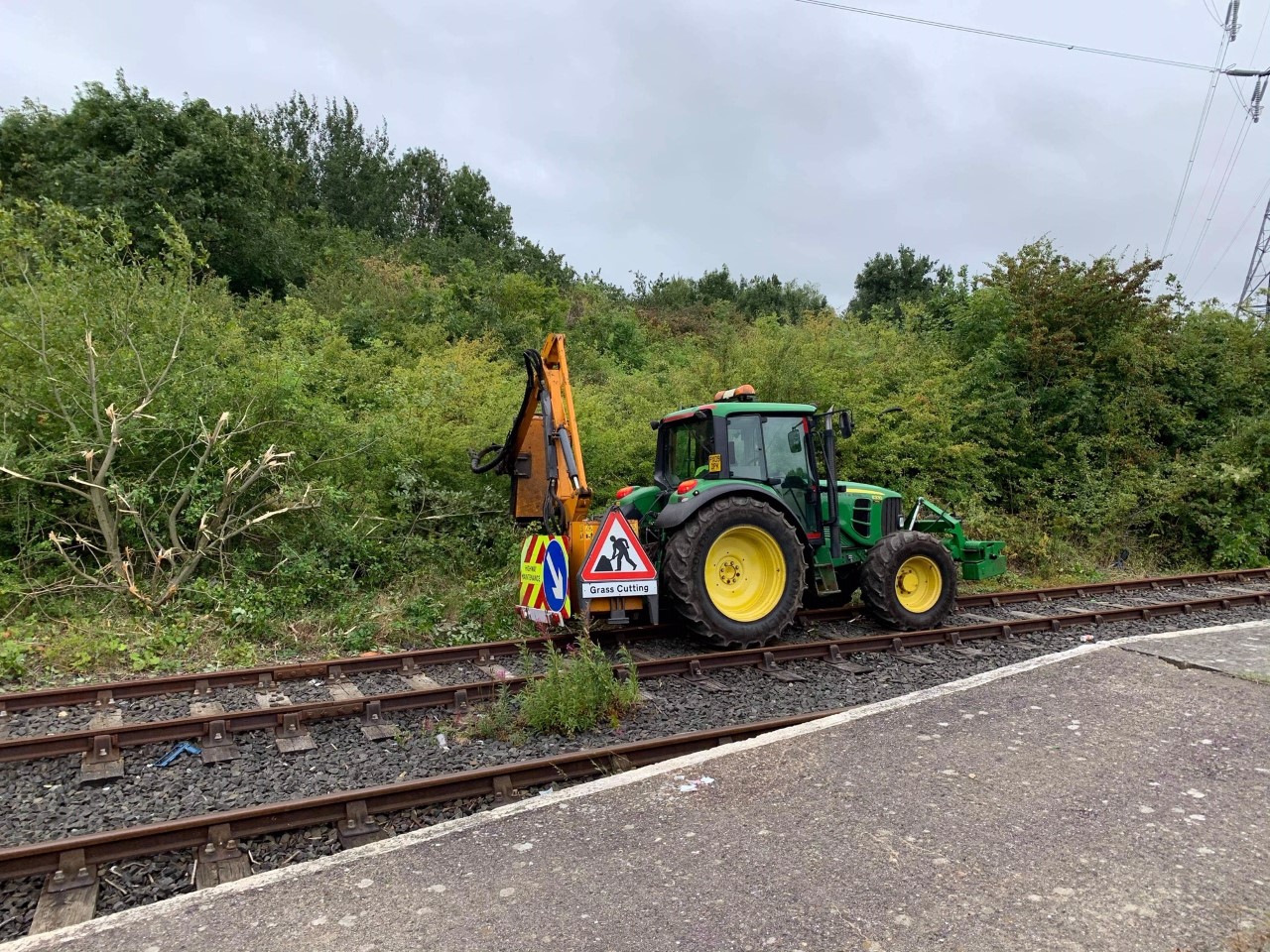 North Tyneside Steam Railway: Line flailing at Percy Main