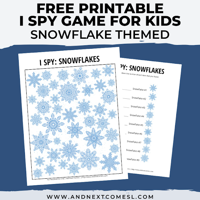 Snowflake Themed I Spy Game {Free Printable for Kids} | And Next Comes ...