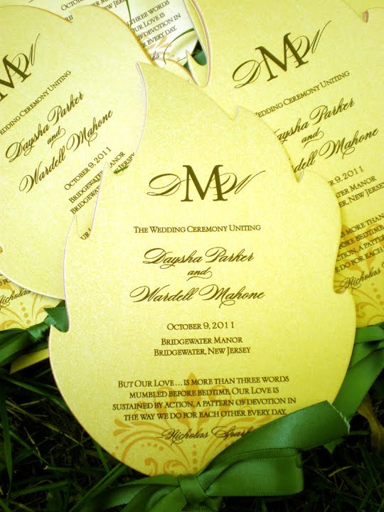 Jar of Ideas: Die-cut Leaf shaped programs & Menus