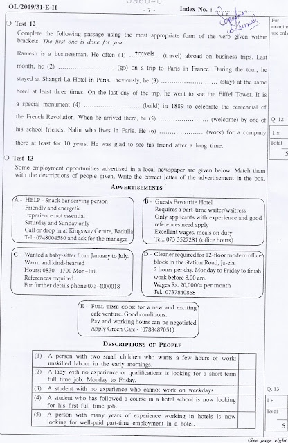 English Model Activities O/ L : OL 2019 NEW SYLLABUS ENGLISH PAPER