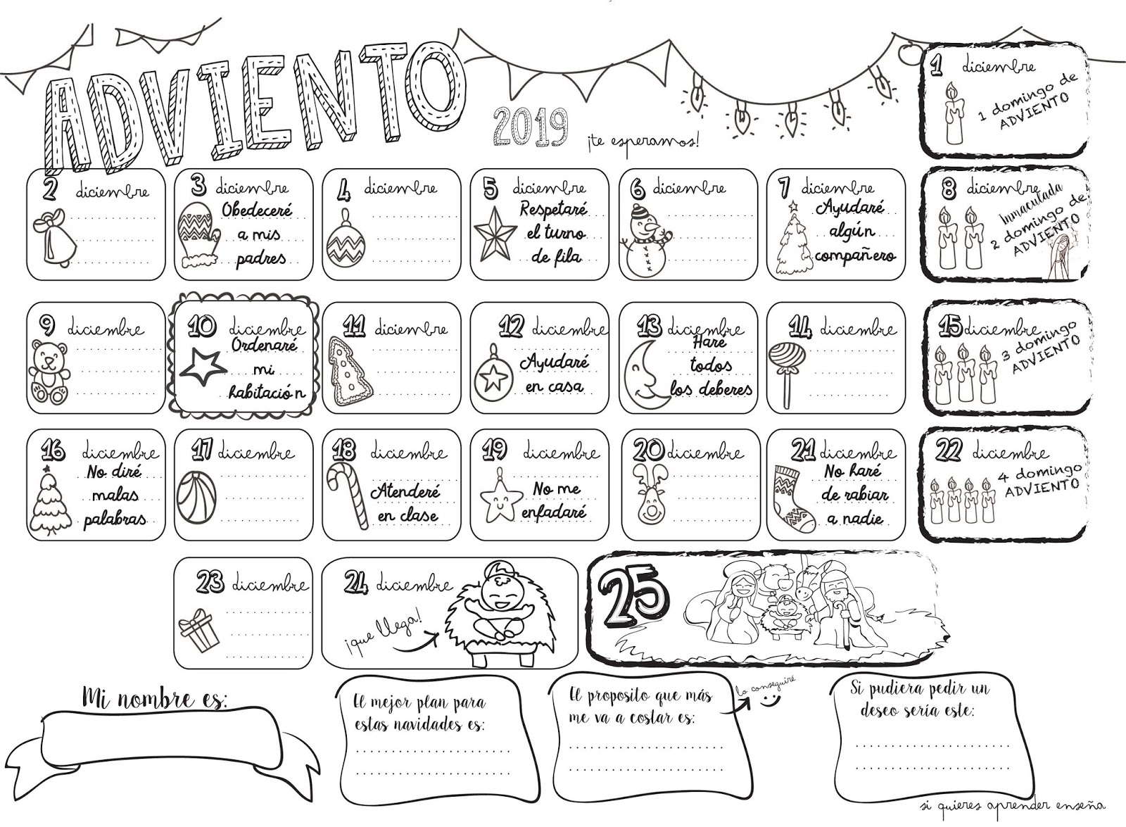 Fichas para trabajar el ADVIENTO - Si quieres aprender, ENSEÑA.