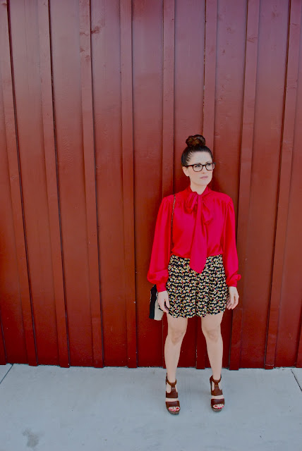 November Grey: Inspired ~ Red bow blouse