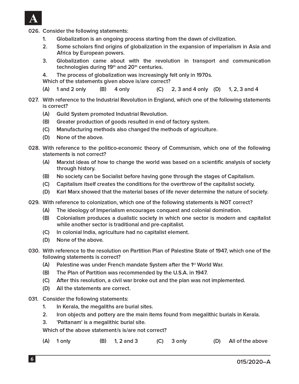 KAS Question Paper 1 with Answer Key 15/2020 - Kerala PSC - PSC THRILLER